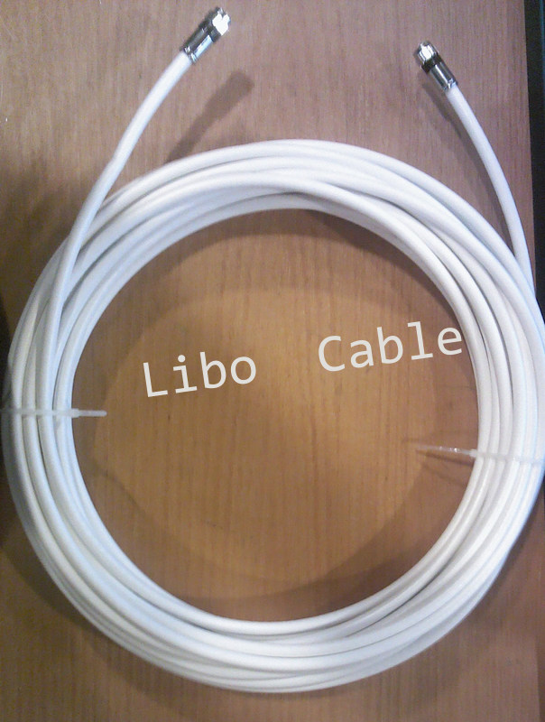 F Connector Dual RG6 Quad Shield Coaxial Cable Rosh Compliant PVC ...