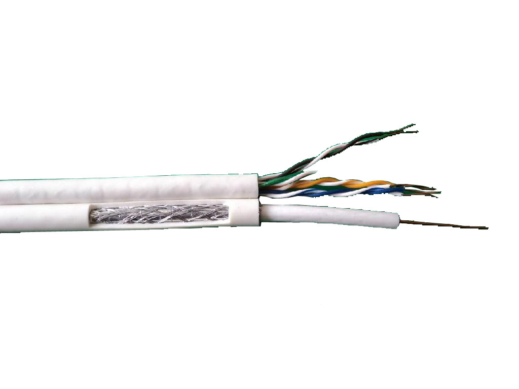 Standard Shield RG59CCS with UTP CAT5E Cable , 24AWG 4 Pairs Lan CAT5E ...