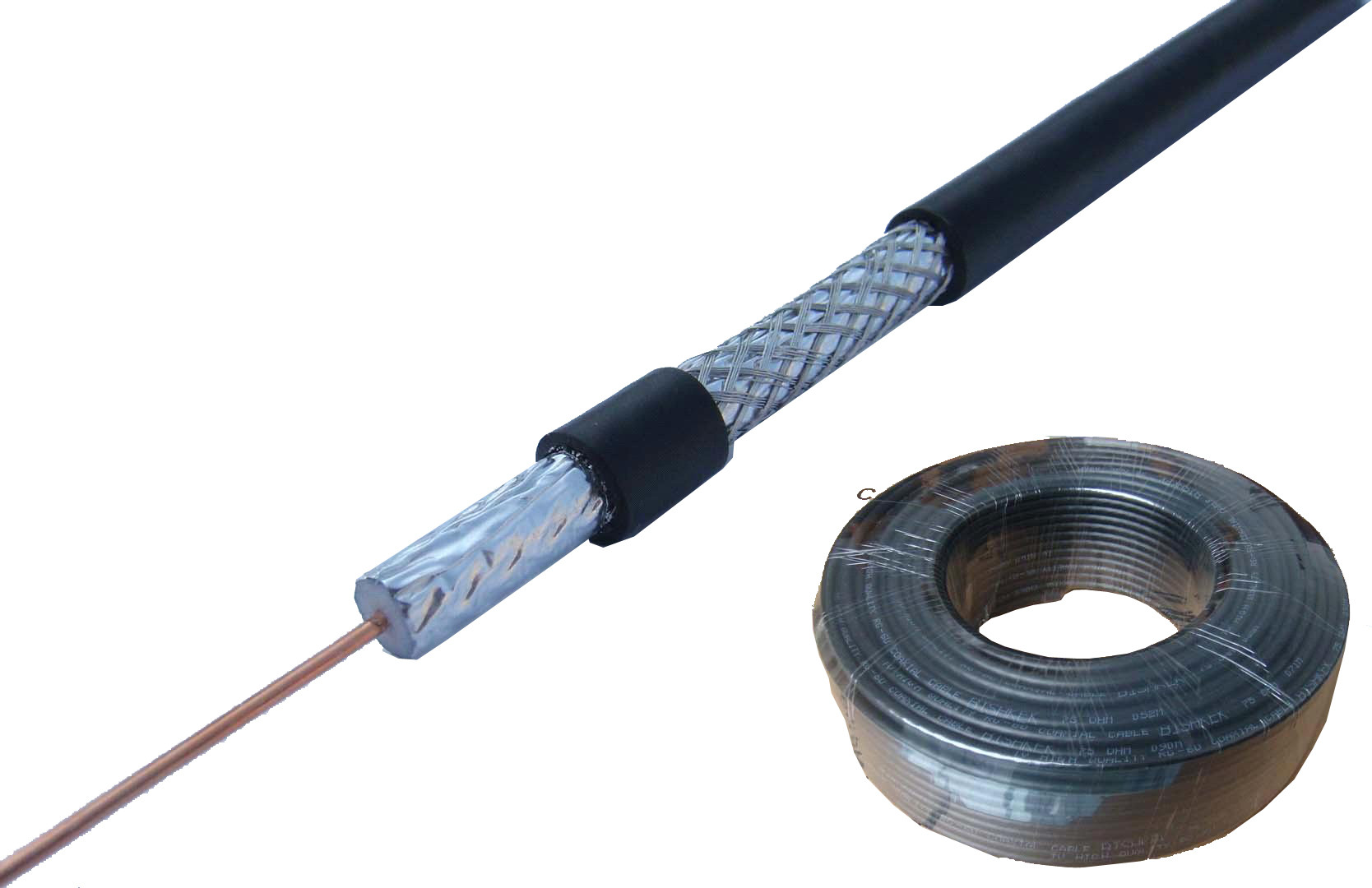 CCTV Coaxial Cable , Tri-Shield RG7 Coaxial Cable Drop Cable with Flame ...